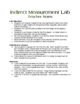 Right Triangle Trigonometry Indirect Measurement Lab Editable TPT
