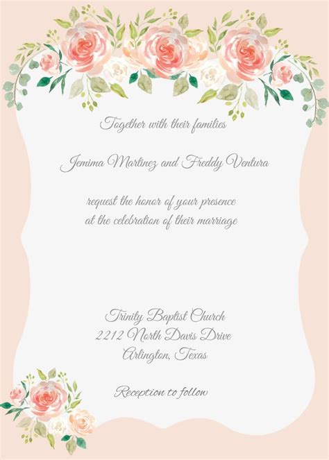 Peach Flower Wedding Invitation Back Wedding Card Design Flower