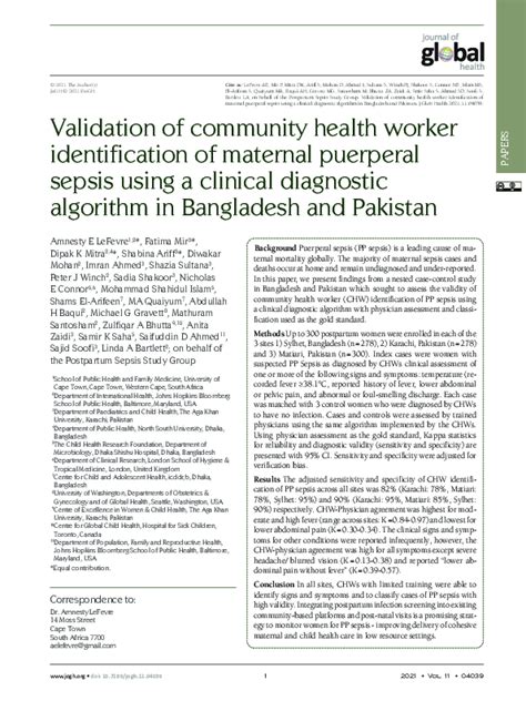 Pdf Validation Of Community Health Worker Identification Of Maternal