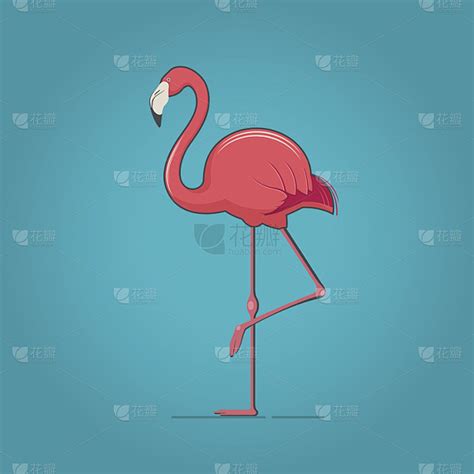 蓝色背景上的粉红色火烈鸟