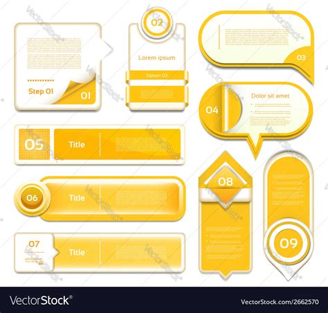 Set Of Orange Progress Version Step Icons Eps 10 Vector Image