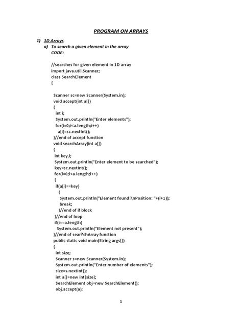 Java Code On Arrays And Matrix Pdf Matrix Mathematics Operator