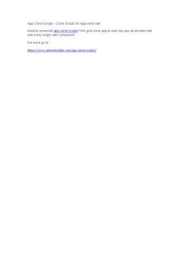 App Clone Scripts Clone Scripts For Apps Like Uber Presentation