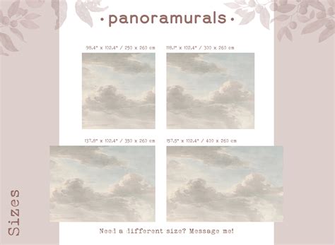 Vintage Cloud Wallpaper For Nature Themed Design Sky Mural Etsy