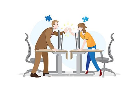 Collaborative Coworkers Resolving Issues Togetherflat Vector