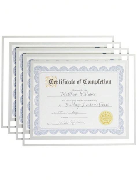 4 Pack 8 5x11 Glass Certificate Frames With Stand For Documents