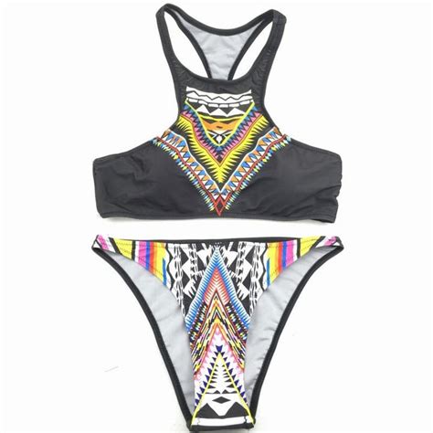 Colored Bikini Set Halter High Neck And Triangle Swimsuits Zorket