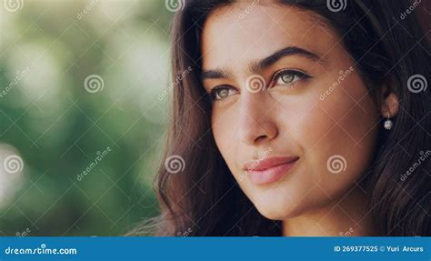 Ive Been Thinking A Beautiful Young Woman Standing Outdoors Stock