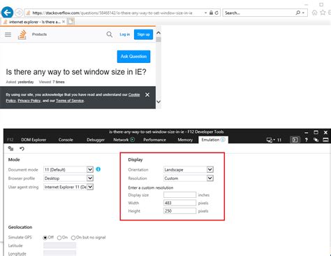Internet Explorer Is There Any Way To Set Window Size In Ie Stack Overflow