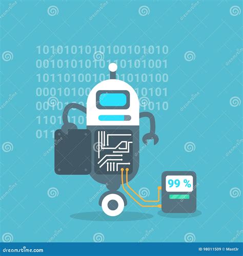 Set Robot Low Battery Charge Humanoid Robot Robotic Arm On Factory Smart Glasses And