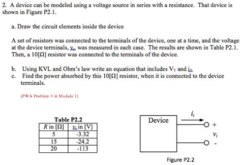 SOLVED A Device Can Be Modeled Using A Voltage Source In Series With A Resistance That
