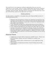 Exploring The Importance Of Microsoft Excel In Business And Course Hero