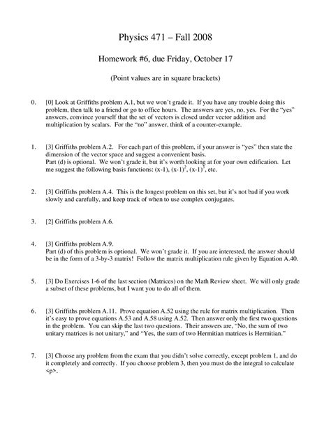 Homework 6 With 7 Problems On Quantum Physics I Phy 471 Docsity