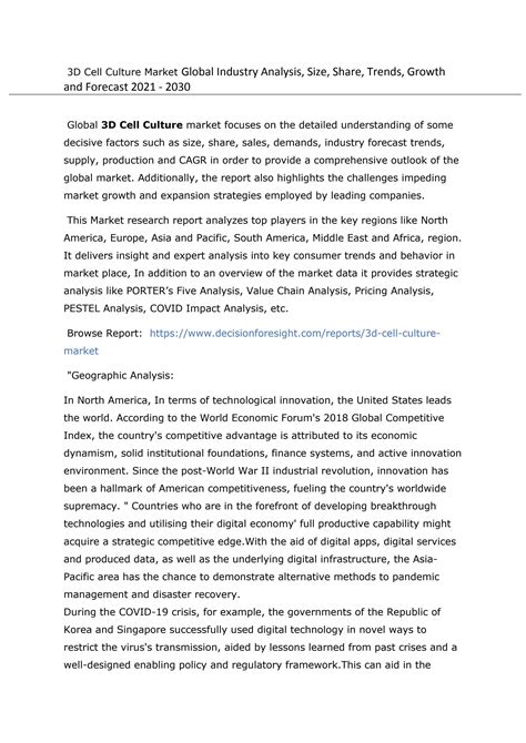 3d Cell Culture Market Global Industry Analysis Size Share Trends