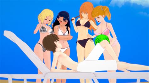 Rule 34 3d 3girls Big Breasts Bikini Black Hair Blonde Hair Breasts