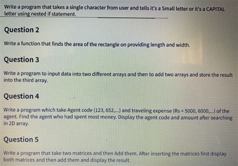 Solved Write A Program That Takes A Single Character From