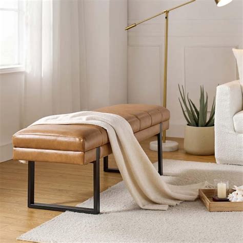 Reviews For JAYDEN CREATION Leander Camel Modern Channel Tufted Upholstered Bench With Metal