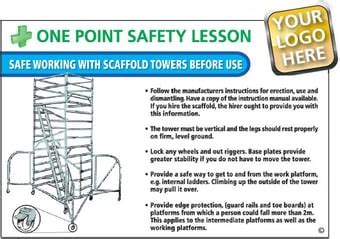 Safe Working With Scaffold Towers Before Use Poster With Your Logo