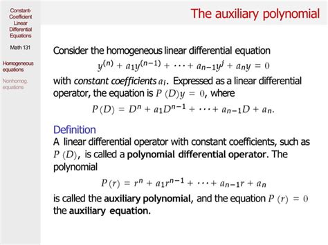 Constant Coefficient Linear Differential Equations Pptx