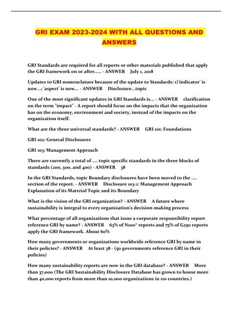 Gri Exam With All Questions And Answers Gri Stuvia Us