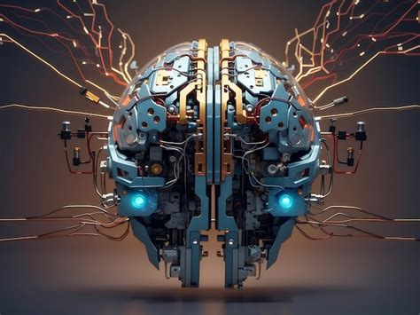 Cerebro Robótico Con Circuitos Detallados Ai Generar Imagen Premium