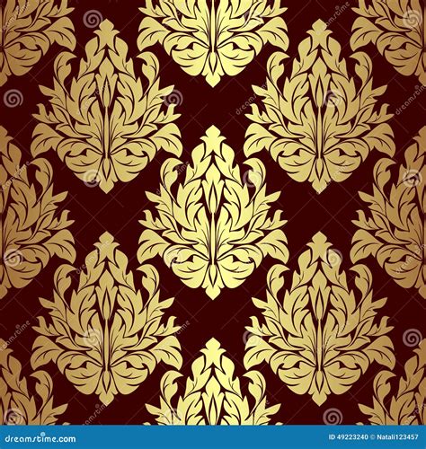 Teste Padrão Decorativo Floral Do Ouro Luxuoso No Vermelho Ilustração