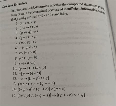 Solved Ercises False Or Can T Be Determined Because Of Chegg Com