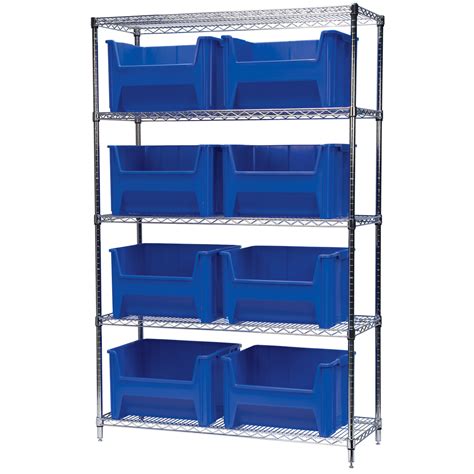 Wire Shelving 5 Shelves W 9 Stak N Store Bins Aws184813017 Akro Mils