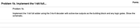 SOLVED Problem 1b Implement The 1 Bit Full Adder Using The 3 To 8