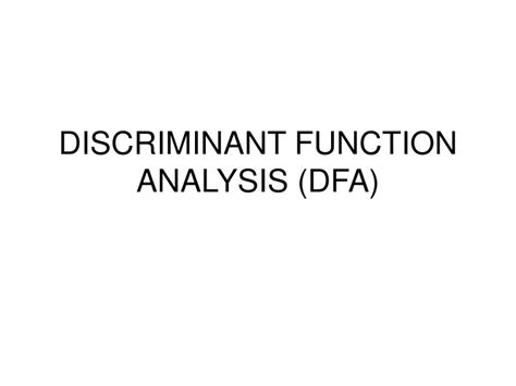 Ppt Discriminant Function Analysis Dfa Powerpoint Presentation