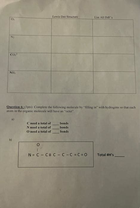 solved question 6 3pts complete the following molecule by