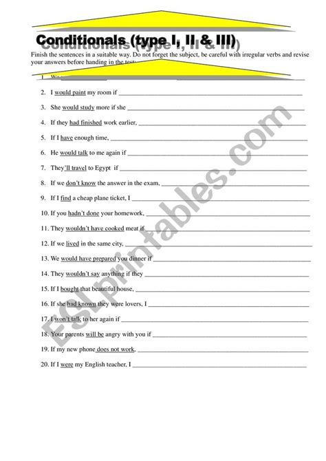 Conditional Sentences Type 1 2 And 3 ESL Worksheet By Enric