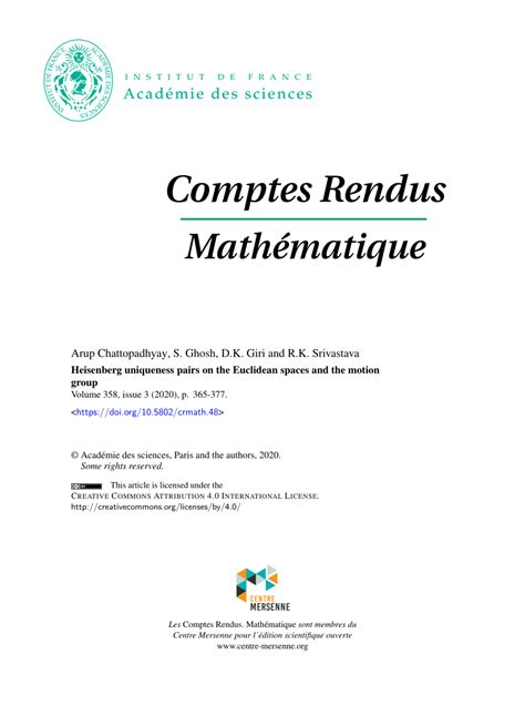 Pdf Heisenberg Uniqueness Pairs On The Euclidean Spaces And The