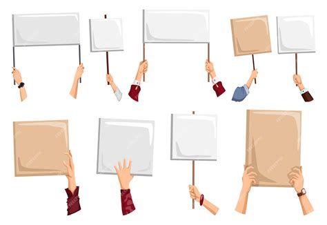 Premium Vector Hand Holding Empty Placards With Place For Text Person
