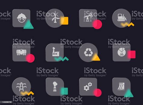 산업 유리 형태 유행 스타일 아이콘 산업 투명 한 유리 벡터 아이콘 컬러 기하학적 그림입니다 웹 및 Ui 디자인 모바일 앱 및 프로모션 비즈니스 광고용 산업에 대한 스톡