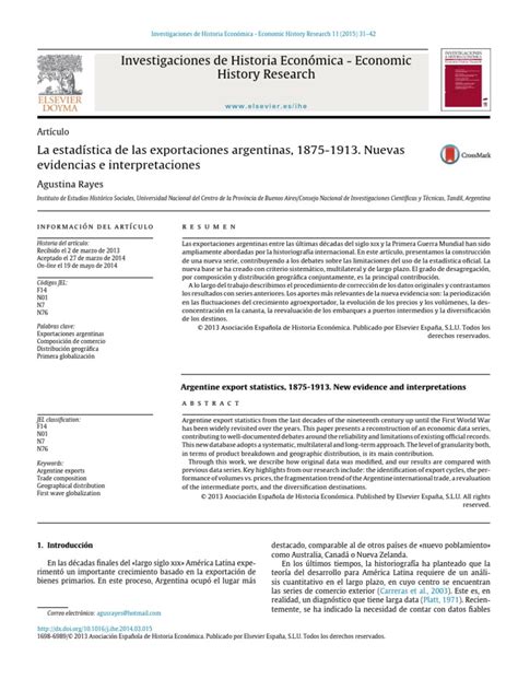Historia De Las Exportaciones Argentinas 1875 1913 Pdf Moneda
