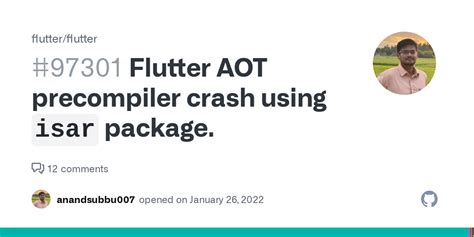 flutter aot precompiler crash using `isar` package · issue 97301