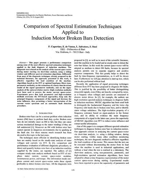 pdf comparison of spectral estimation techniques applied to induction