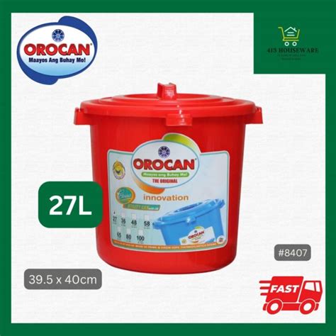 Orocan Drum With Cover Utility Can 27L Water Container Dram Timba Balde 8407 8409 8412 8417