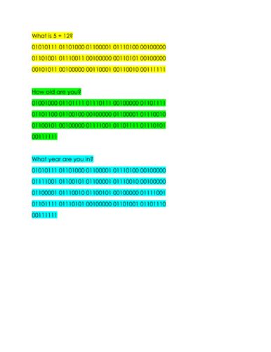 Binary Lessons 6 In Total Suitable For Ks3 And Ks4 Teaching Resources
