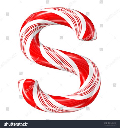 Mint Hard Candy Cane 3d Alphabet Collection Striped In Christmas