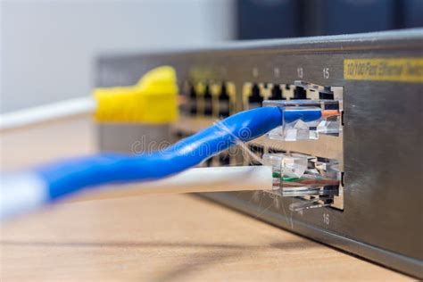 Lan Cable With Rj Connector Plugged Into Fast Ethernet Interface Port