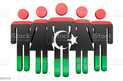 리비아 국기로 그림을 붙입니다 리비아의 사회 공동체와 시민 3d 렌더링 3차원 형태에 대한 스톡 사진 및 기타 이미지 3차원