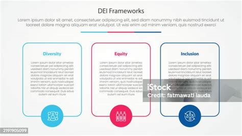 Dei 프레임워크 하단에 원이 있는 큰 상자 개요가 있는 슬라이드 프레젠테이션을 위한 인포그래픽 개념 플랫 스타일의 3점 목록 0명에 대한 스톡 벡터 아트 및 기타 이미지