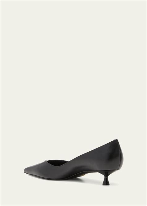 Stuart Weitzman Eva Leather Kitten Heel Pumps Bergdorf Goodman
