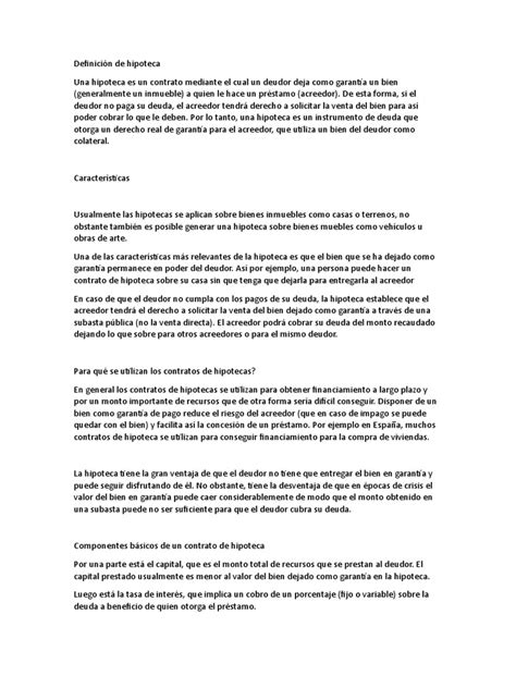 Hipoteca Pdf Derecho Privado Dinero