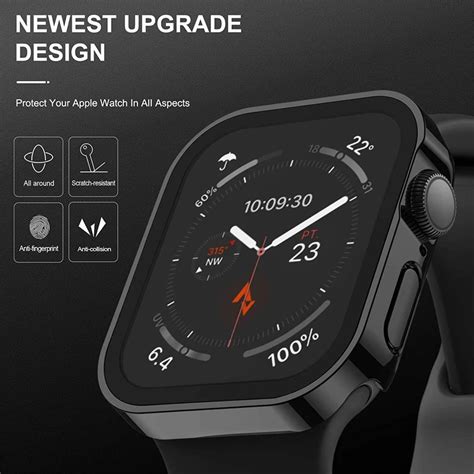 애플 워치용 스트레이트 엣지 방수 케이스 강화 유리 화면 보호기 아이워치 8 7 6 5 울트라용 40mm 44mm
