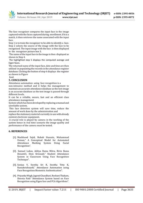 Irjet Implementation Of Attendance System Using Face Recognition Pdf
