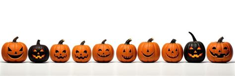 Premium Ai Image Lined Pumpkins In A Halloweenstyle On White
