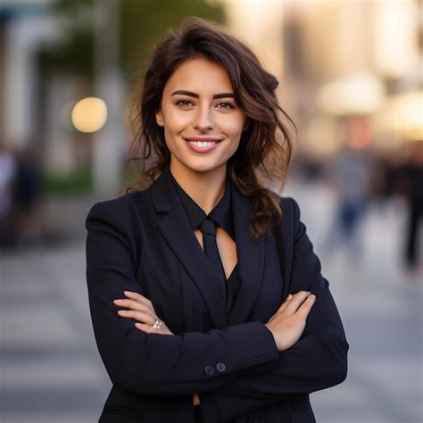 Premium Photo Young Beautiful Hispanic Woman Standing With Arms